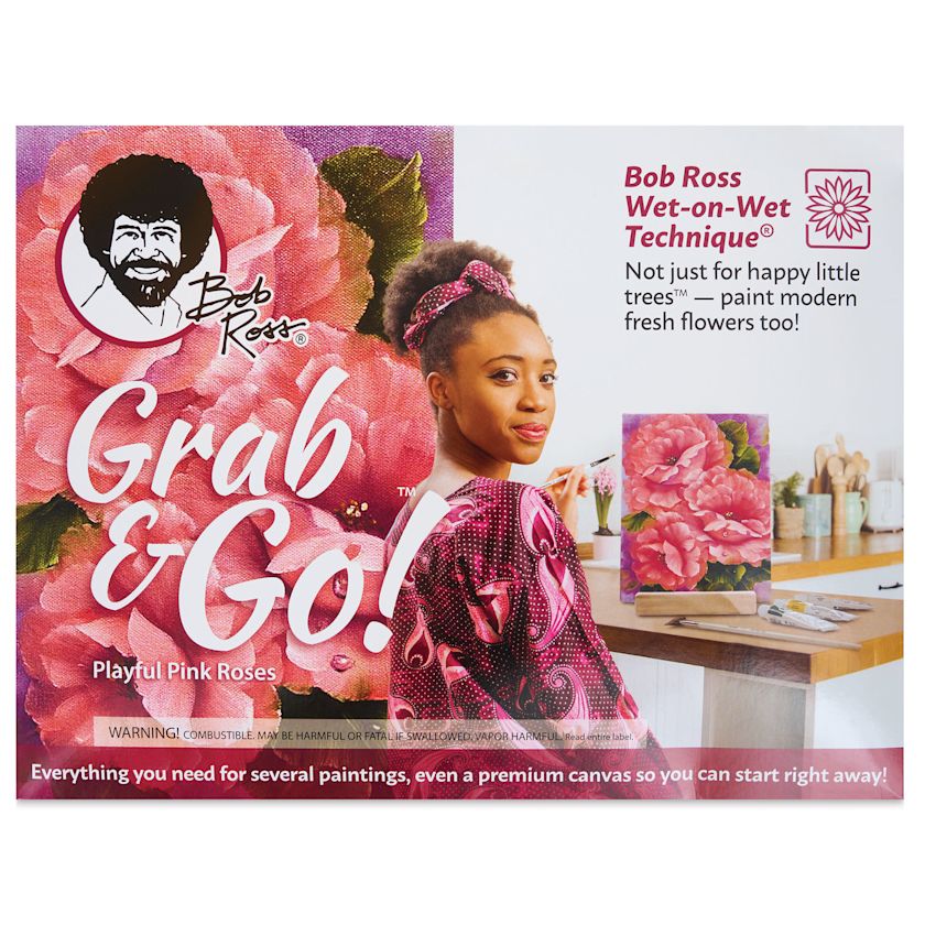 Bob Ross Grab and Go Floral Paint Kit - Playful Pink Roses | BLICK Art ...