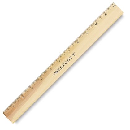 Westcott Ruler with Single Metal Edge - , 12", Wood with Single Metal ...
