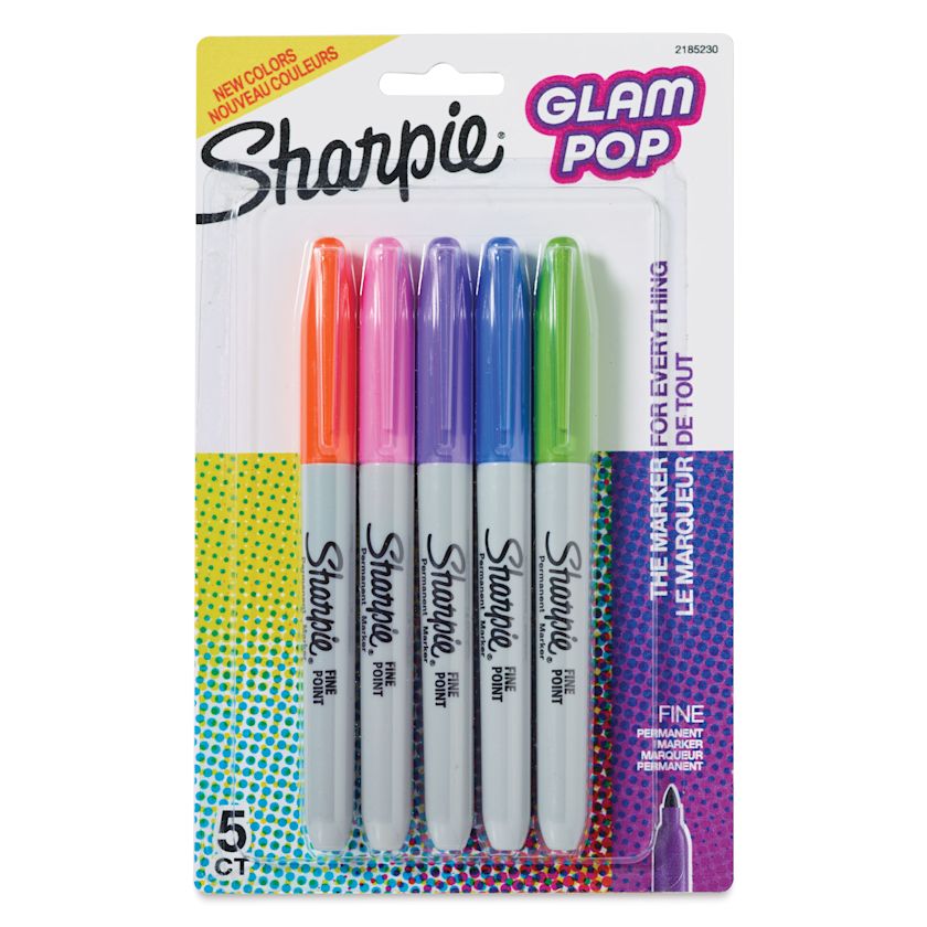 Sharpie Fine Point Permanent Markers - Glam Pop Colors, Set of 5 ...