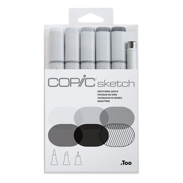 Copic Sketch Marker Set - Sketching Grays, Set of 6 | BLICK Art Materials