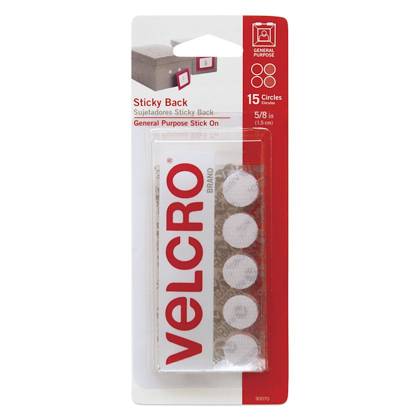 Velcro Sticky Back Fasteners - 5/8", Coin, White | BLICK Art Materials