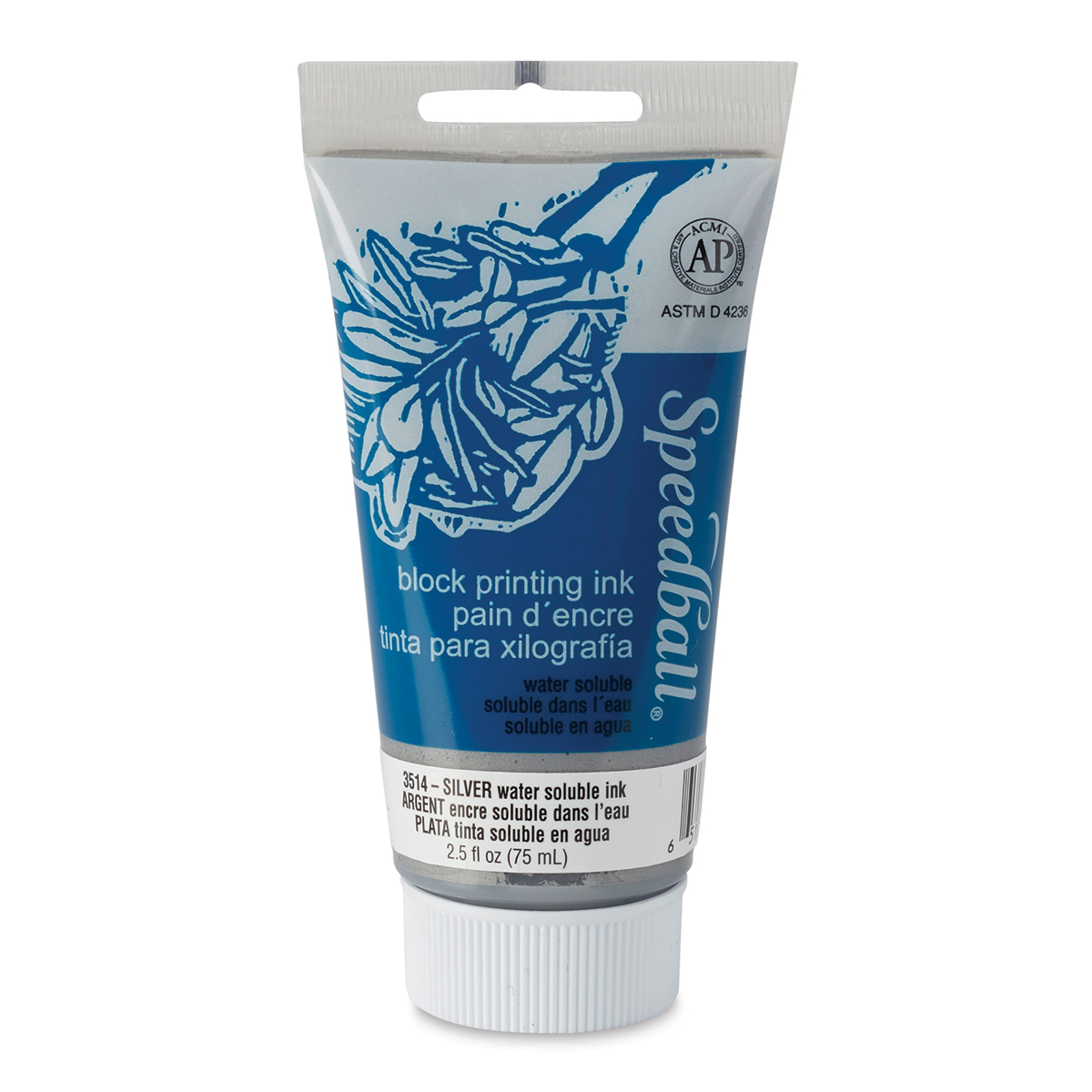 Speedball Water-Soluble Block Printing Ink - Silver (Metallic), 2.5 oz ...
