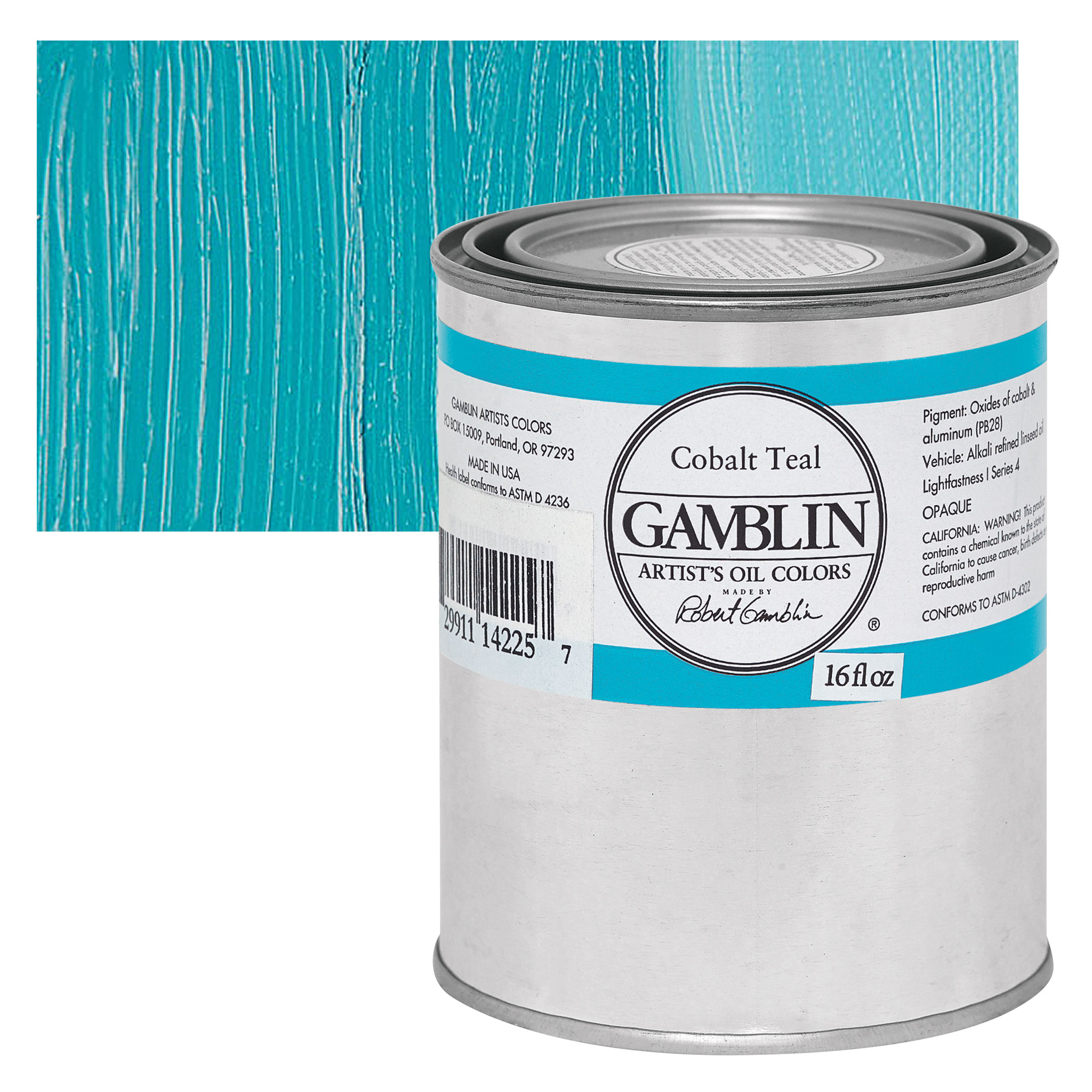 Gamblin Artist's Oil Color - Cobalt Teal, 16 oz Can | BLICK Art Materials