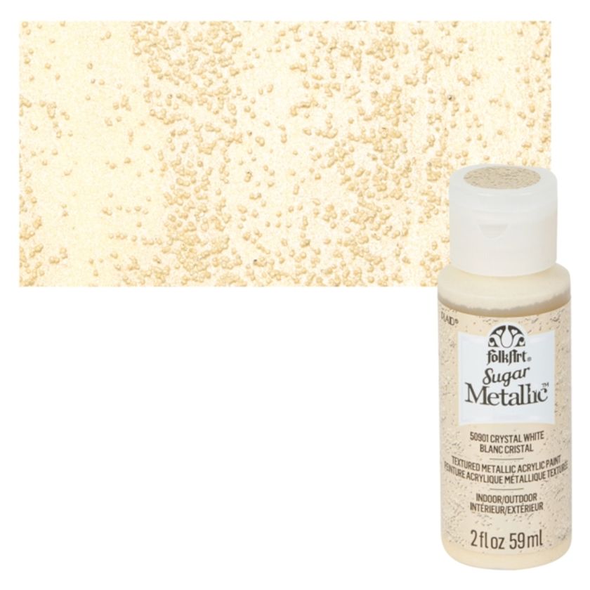 Plaid FolkArt Sugar Metallic Acrylic Paint - Crystal White, 2 oz ...