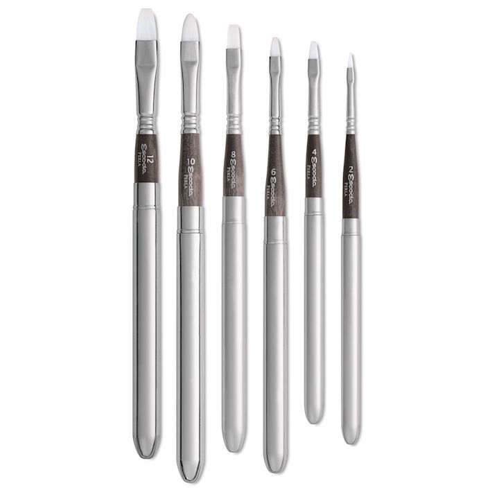 Escoda Perla Toray White Synthetic Travel Brushes | BLICK Art Materials