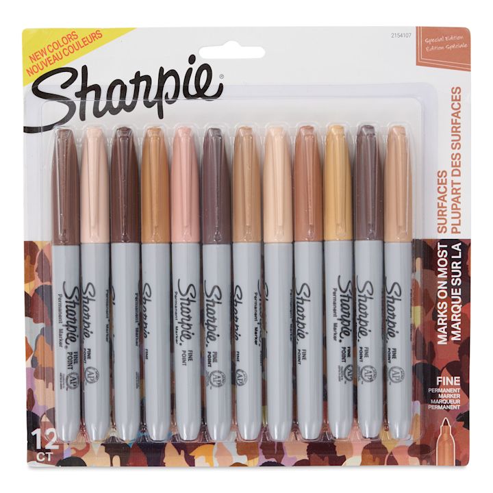 Sharpie Fine Point Permanent Markers - Portrait Colors, Set of 12 ...