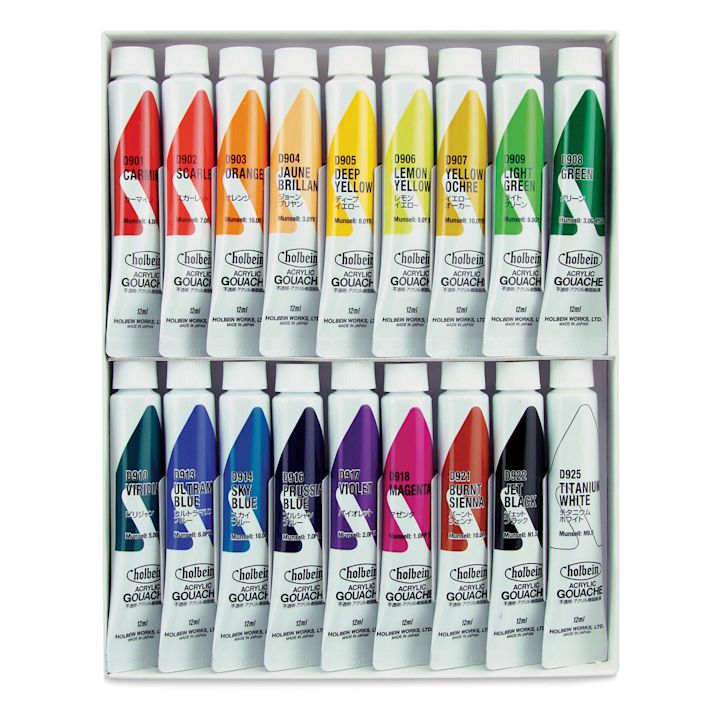 Holbein Acrylic Designer Gouache - Set of 18, 12 ml Tubes | BLICK Art ...