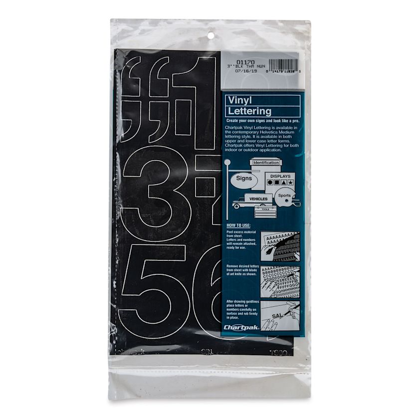 Chartpak Vinyl Numbers - 3" Numbers, Black | BLICK Art Materials