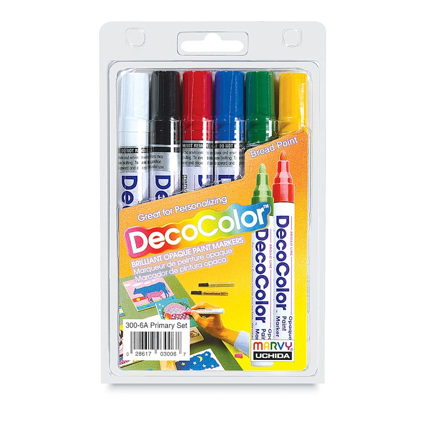 Decocolor Paint Markers - Primary Colors, Broad Tip, Set of 6 | BLICK ...