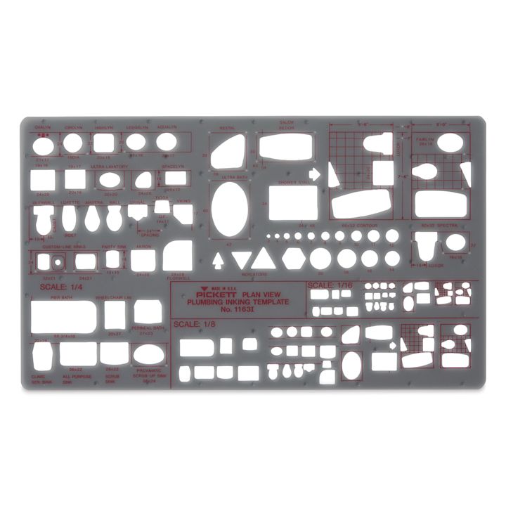 Chartpak Pickett Template - 1163i Plumbing Plan View | BLICK Art Materials
