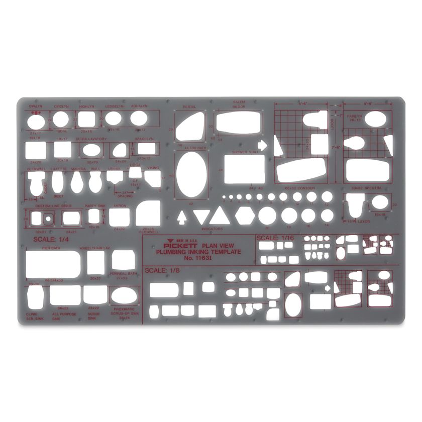 Chartpak Pickett Template - 1163i Plumbing Plan View | BLICK Art Materials
