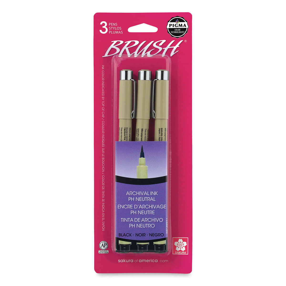 Sakura Pigma Brush Marker - Black, Set of 3 | BLICK Art Materials