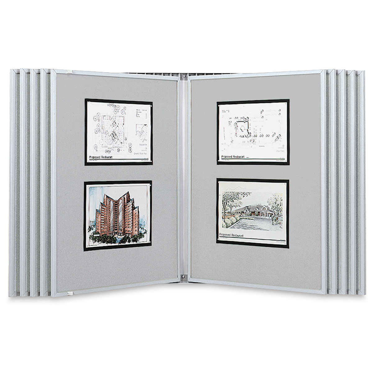 Multiplex Swinging Panel Display - 30" x 40", Gray, 10 Panels, Wall ...
