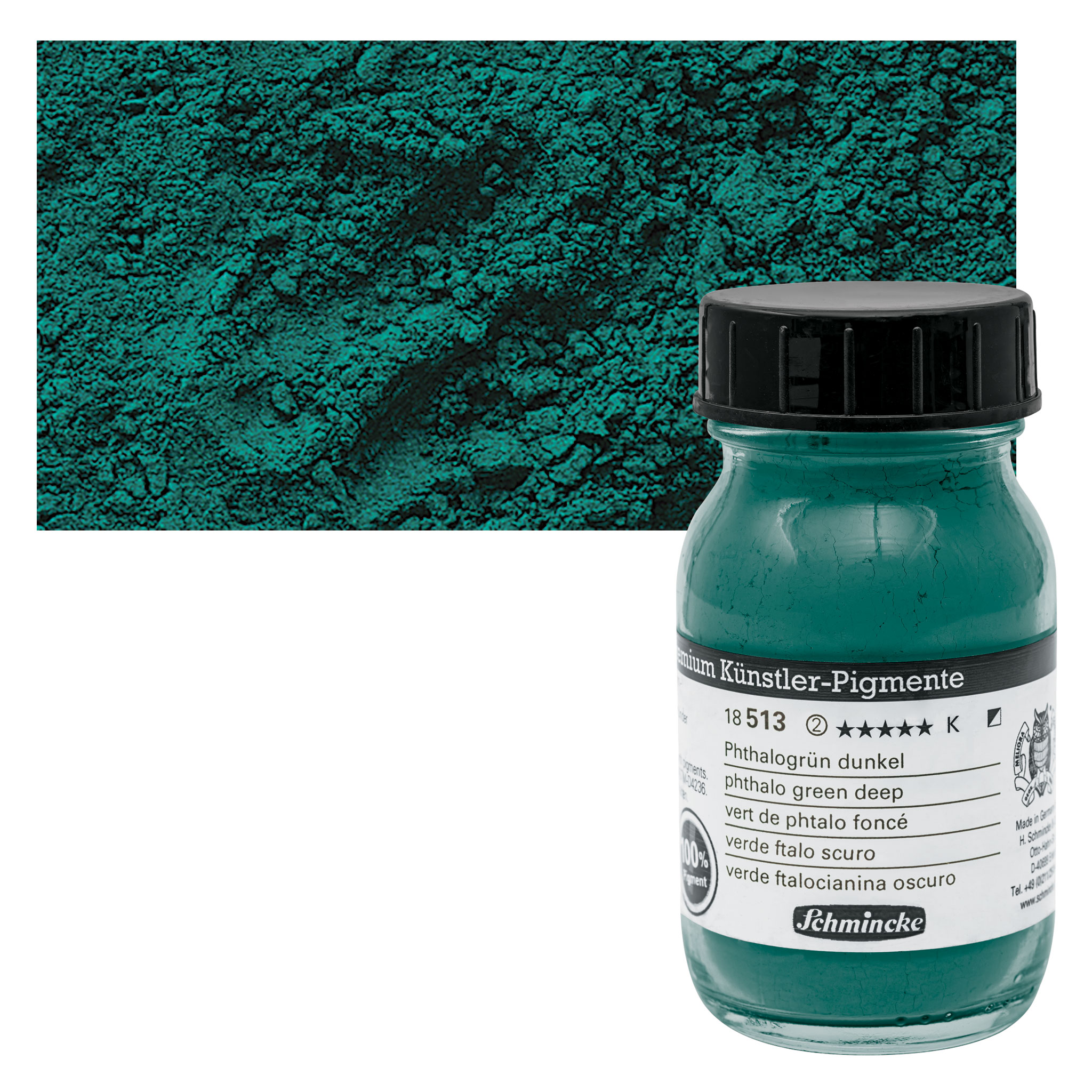 Schmincke Pigment - Phthalo Green Deep, 100 ml Jar | BLICK Art Materials