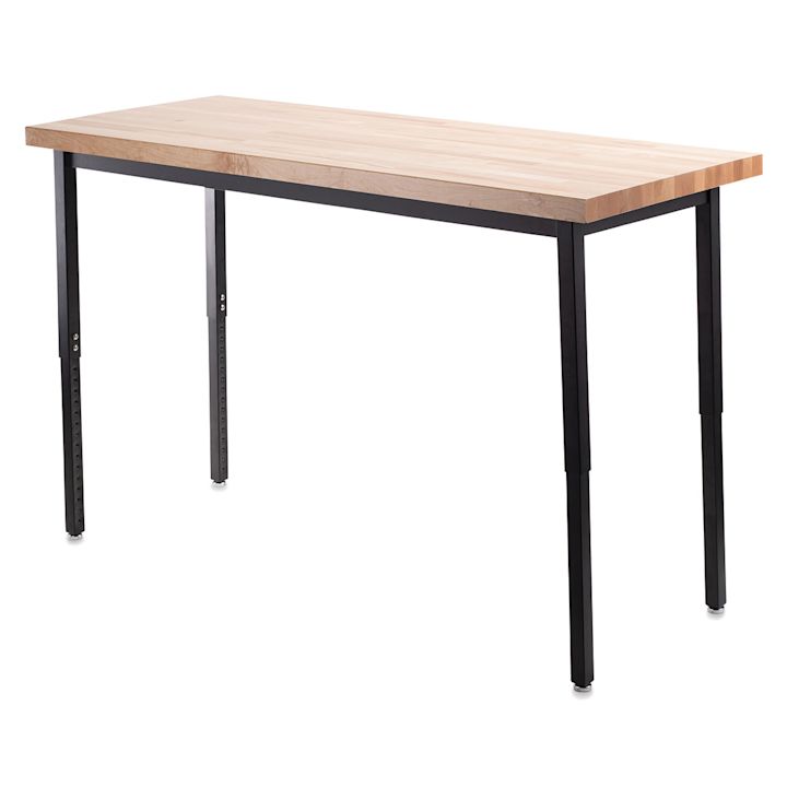 National Public Seating Adjustable Height Utility Table - Butcher Block ...