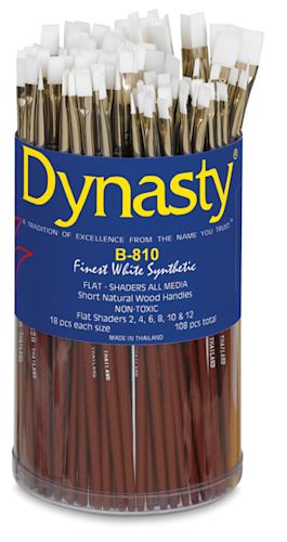 Dynasty White Taklon Set - Flat Shader, Short Handle, Set of 108 ...