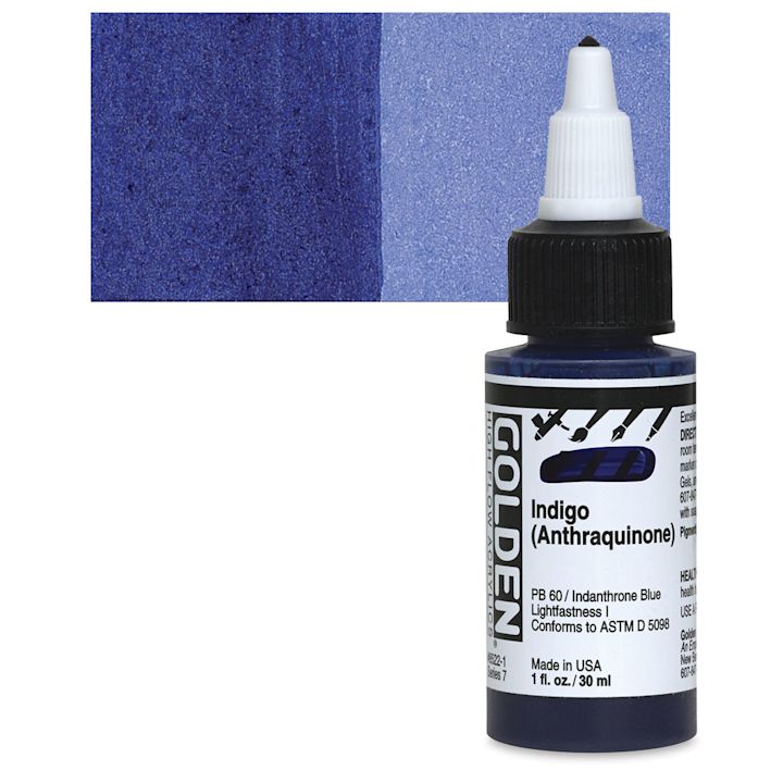 Golden High Flow Acrylics - Anthraquinone Blue (Indigo), 1 oz bottle ...