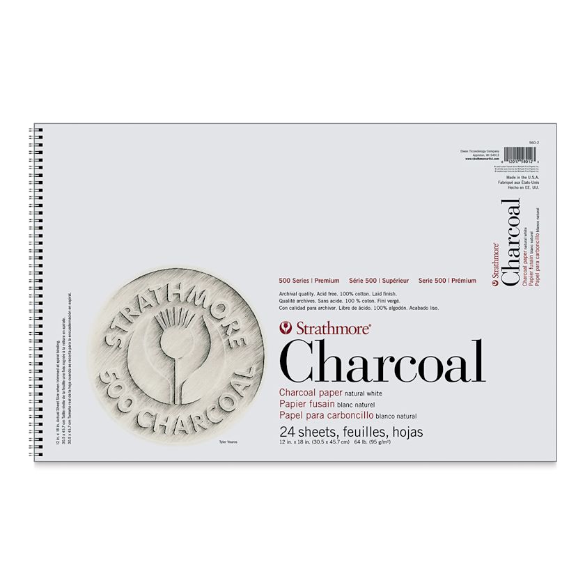 Strathmore 500 Series Charcoal Pad - 12" x 18", White, 24 Sheets ...