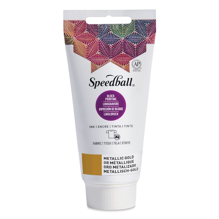 Speedball Fabric and Paper Block Printing Ink - Metallic Gold, 2.5 oz ...