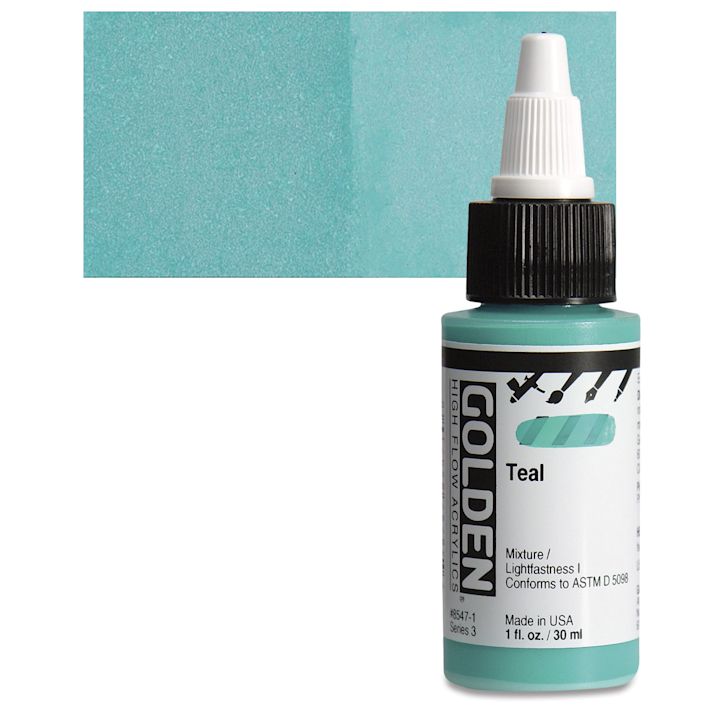 Golden High Flow Acrylics - Teal, 1 oz bottle | BLICK Art Materials
