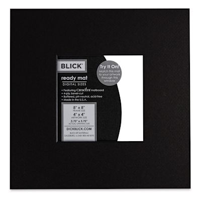 Blick Black Core Pre-Cut Mat - 8" x 8" w/ 3-3/4" x 3-3/4" opening ...