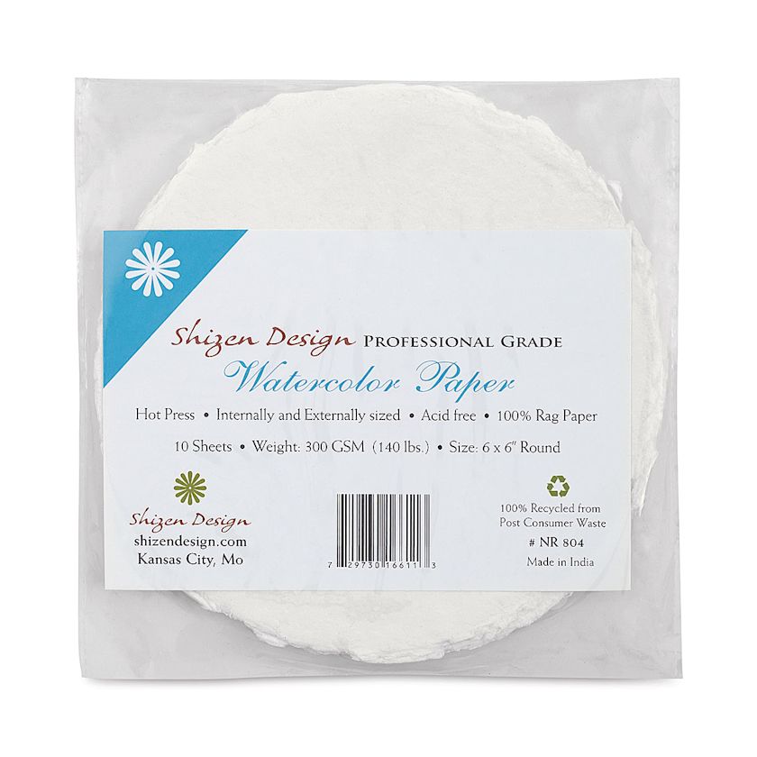 Shizen Professional Watercolor Paper - 6", Round Deckle Edge, Hot Press ...