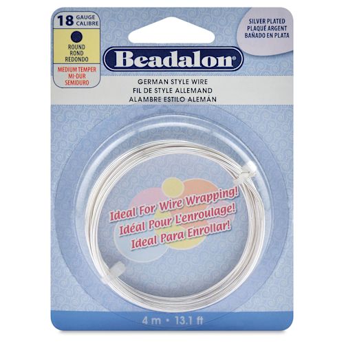 Beadalon German Style Wire - Silver-Plated, 18 Gauge, 0.040" x 13 ft ...