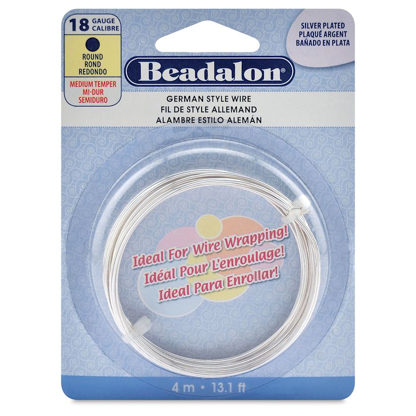 Beadalon German Style Wire - Silver-Plated, 18 Gauge, 0.040" x 13 ft ...