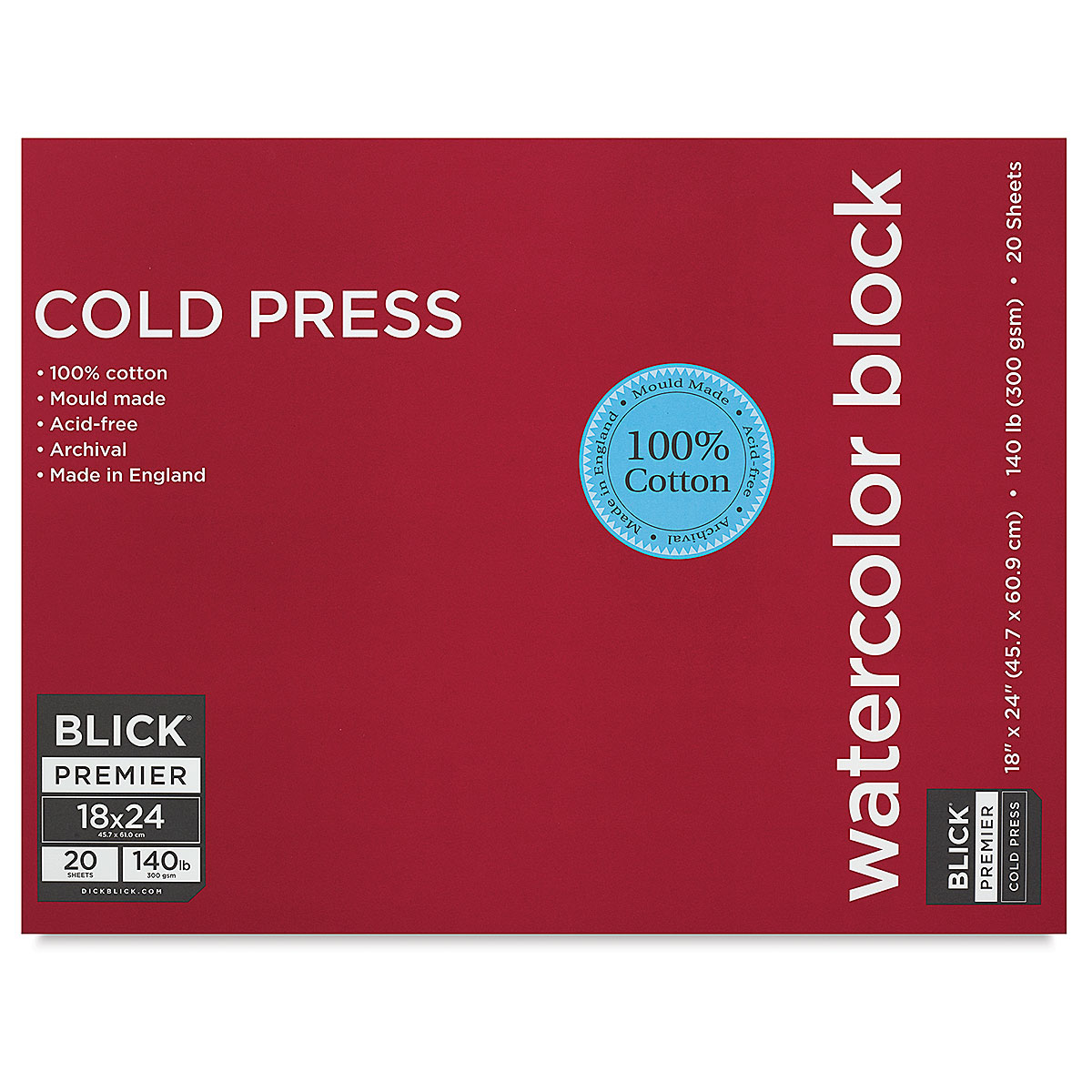 Blick Premier Watercolor Block - 18" x 24", Cold Press, 140 lb, 20 ...