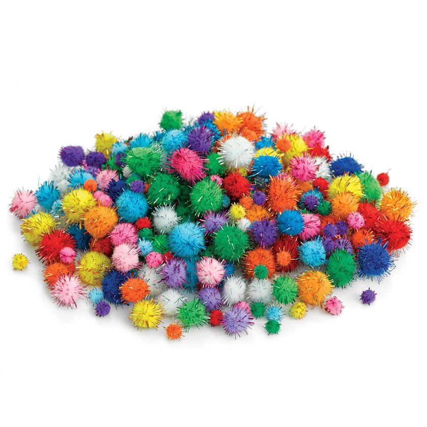 Tinsel Pom Poms - Pkg of 100, 0.32 oz | BLICK Art Materials