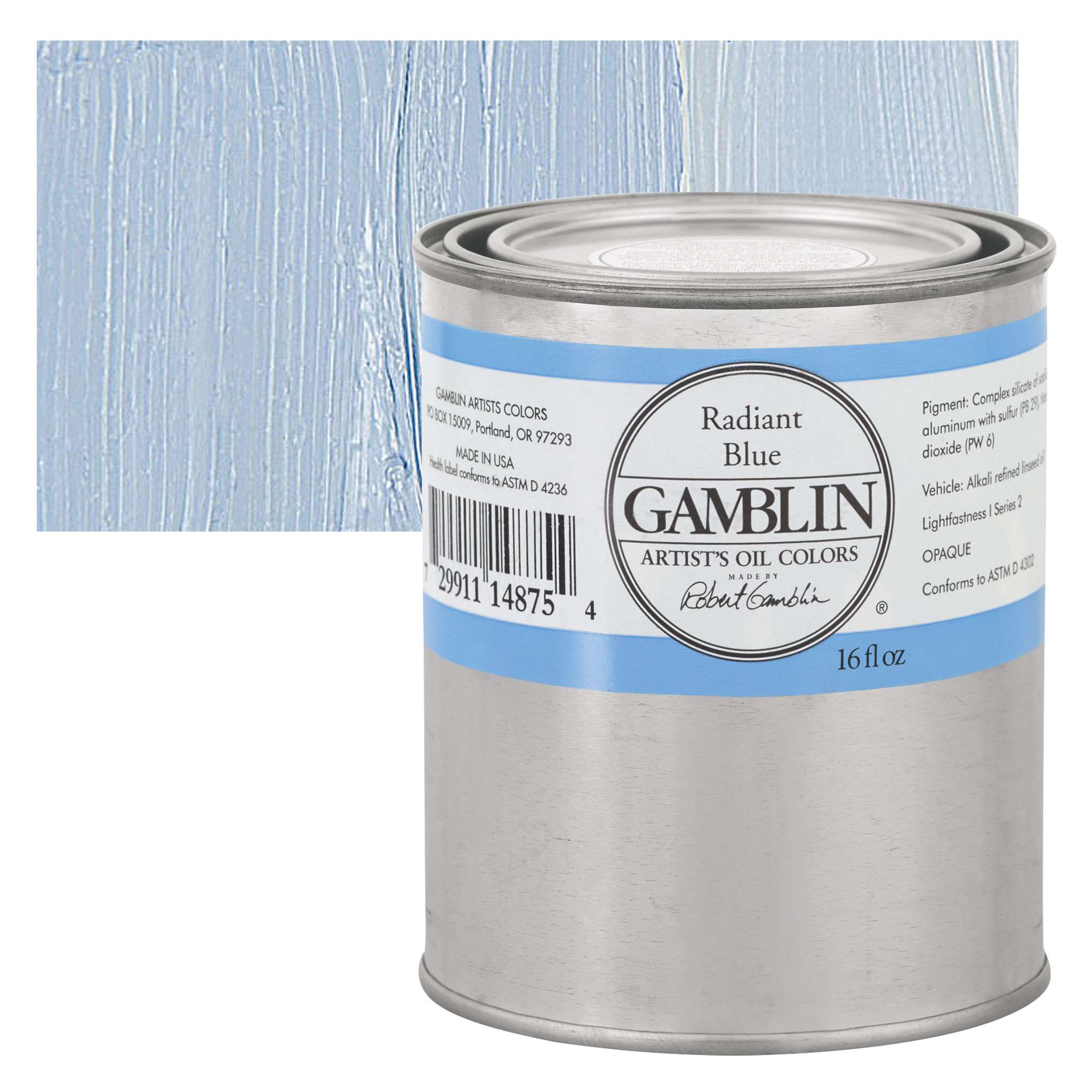 Gamblin Artist's Oil Color - Radiant Blue, 16 oz Can | BLICK Art Materials