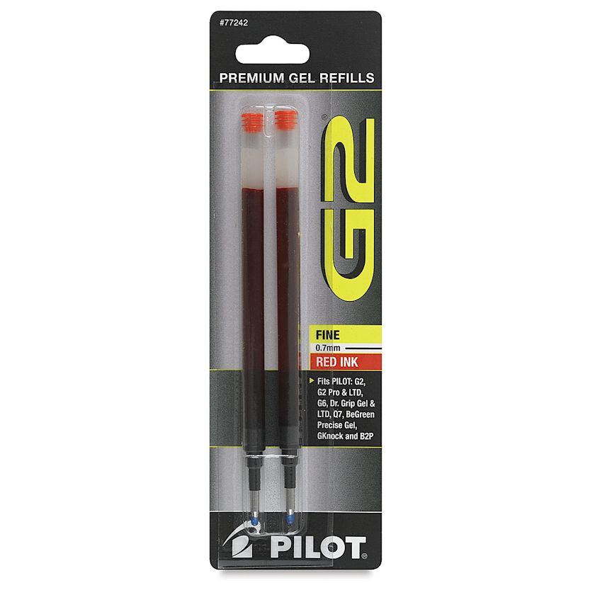 Pilot G2 Gel Pen Refill - .7 mm, Red, Fine, Pkg of 2 | BLICK Art Materials
