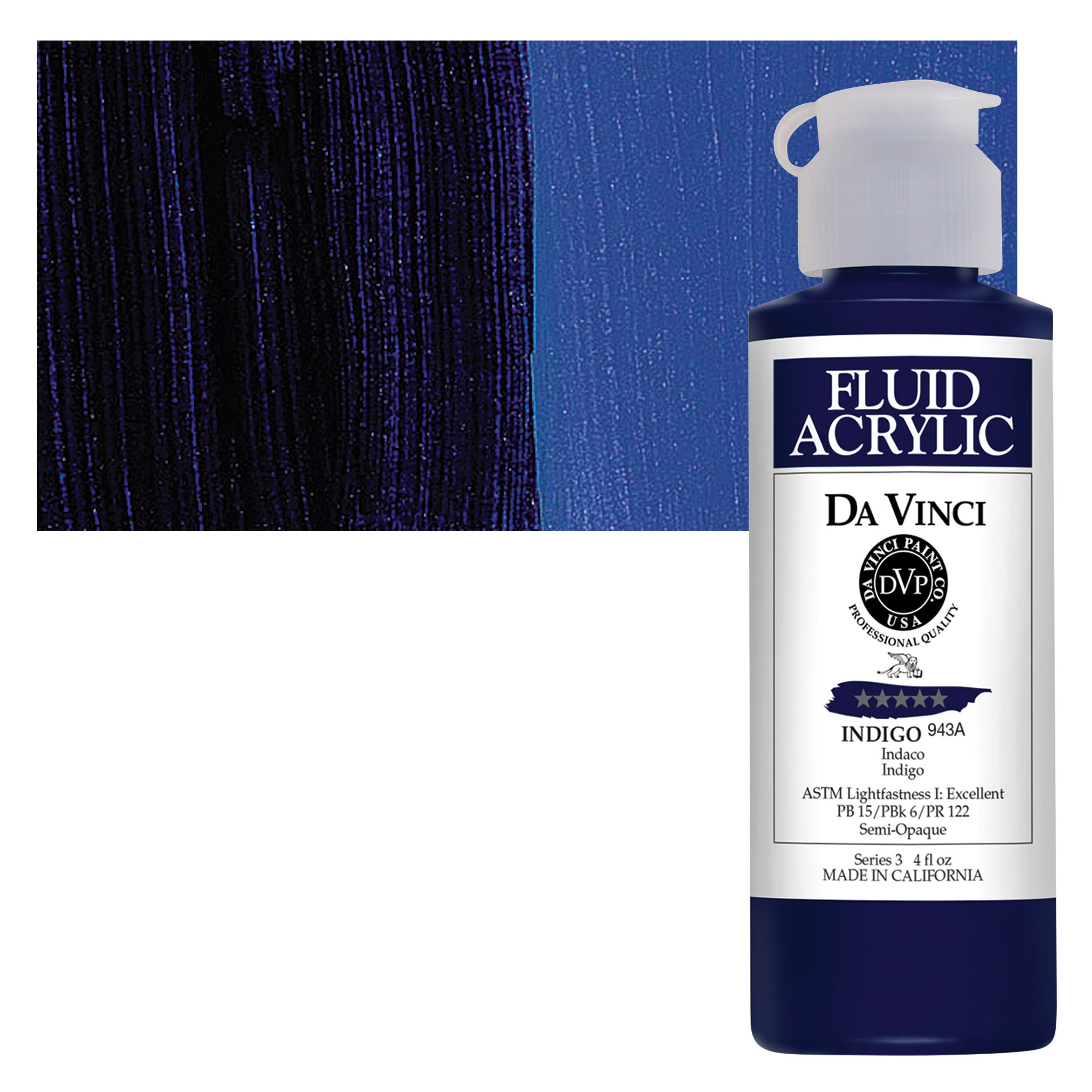 Da Vinci Fluid Acrylics - Indigo, 4 oz bottle | BLICK Art Materials