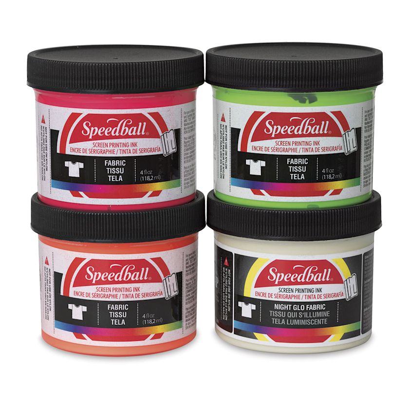 Speedball Fabric Screen Printing Ink - Fluorescent Colors, Set of 4, 4 ...