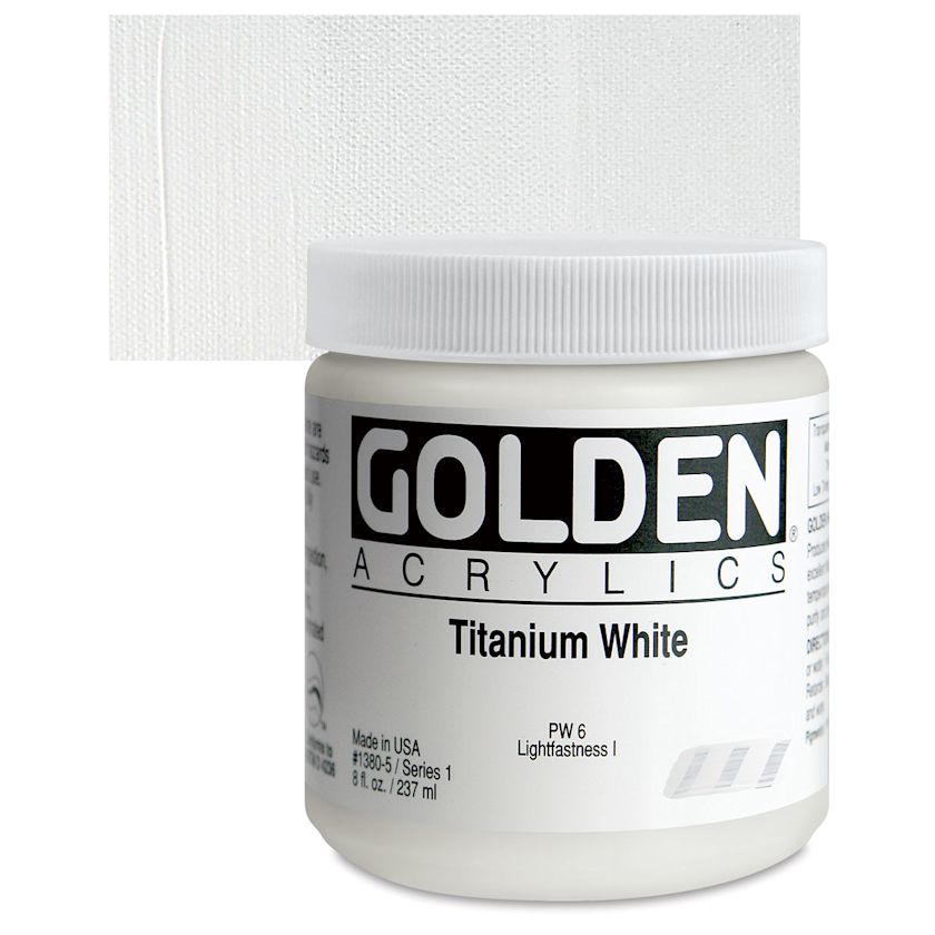 Golden Heavy Body Artist Acrylics - Titanium White, 8 oz Jar | BLICK ...