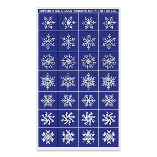 Armour Rub ‘N’ Etch Glass Etching Stencil - Snow Flakes, 8"H x 5"W ...