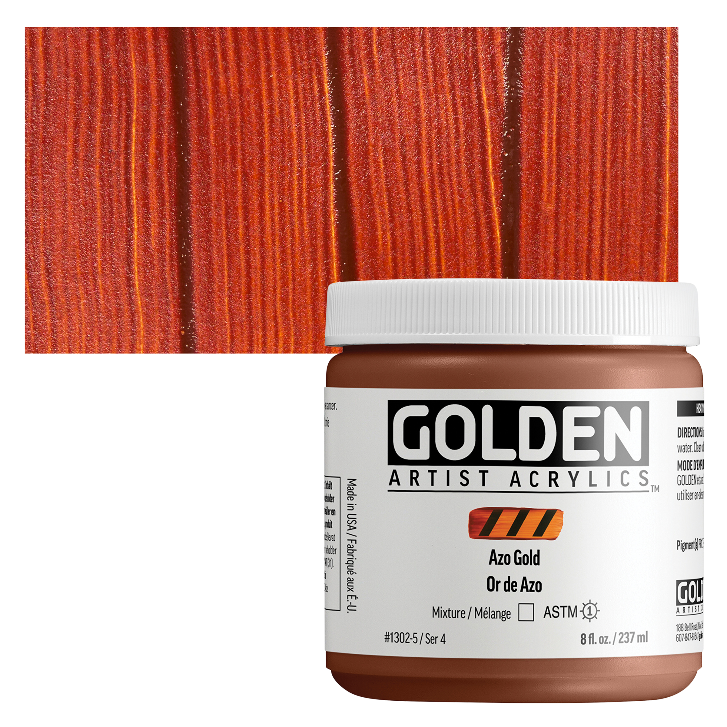 Golden Heavy Body Acrylic Paint - Azo Gold, 237 ml Jar | BLICK Art ...