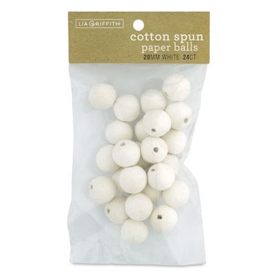 Lia Griffith Cotton Spun Paper Balls - White, 20 mm, Pkg of 24 | BLICK ...