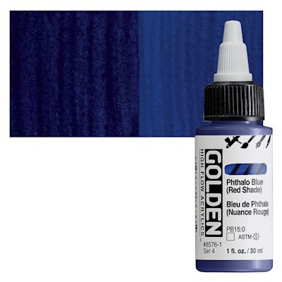 Golden High Flow Acrylics - Phthalo Blue (Red Shade), 1 oz bottle ...