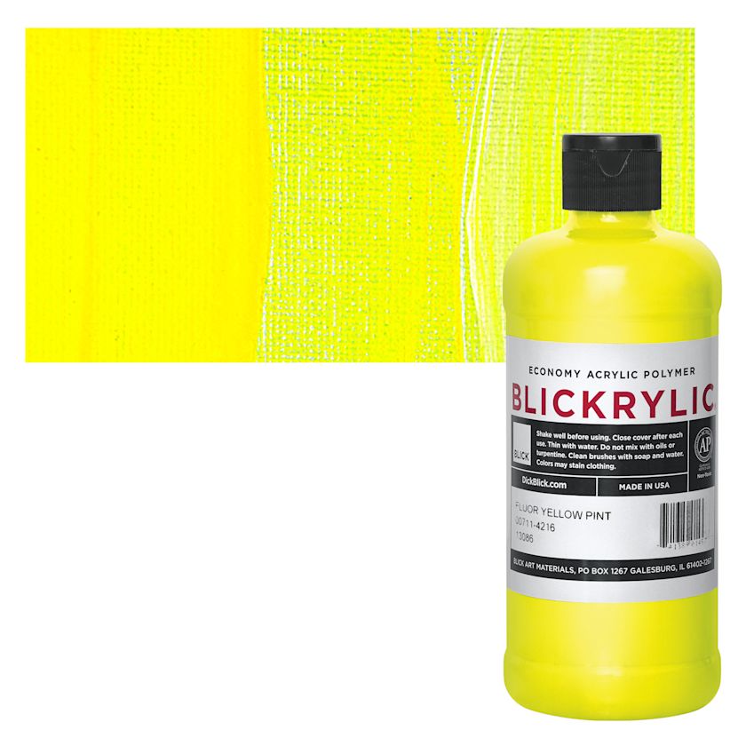 Blickrylic Student Acrylics - Fluorescent Yellow, Pint | BLICK Art ...