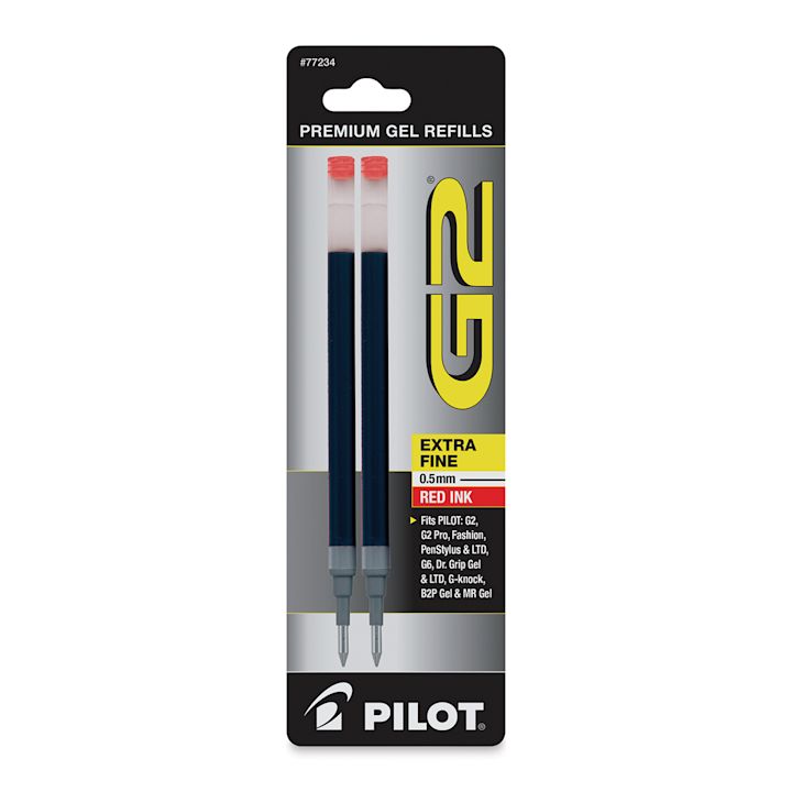 Pilot G2 Gel Pen Refill - 0.5 mm, Red, Extra Fine, Pkg of 2 | BLICK Art ...