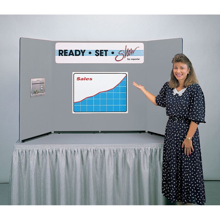 Expostar Ready Set Show Tabletop Display - 4 Panel Display, Silver ...