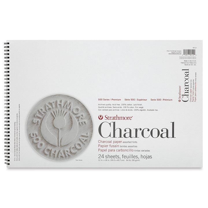 Strathmore 500 Series Charcoal Pad - 12" x 18", Assorted Tints, 24 ...