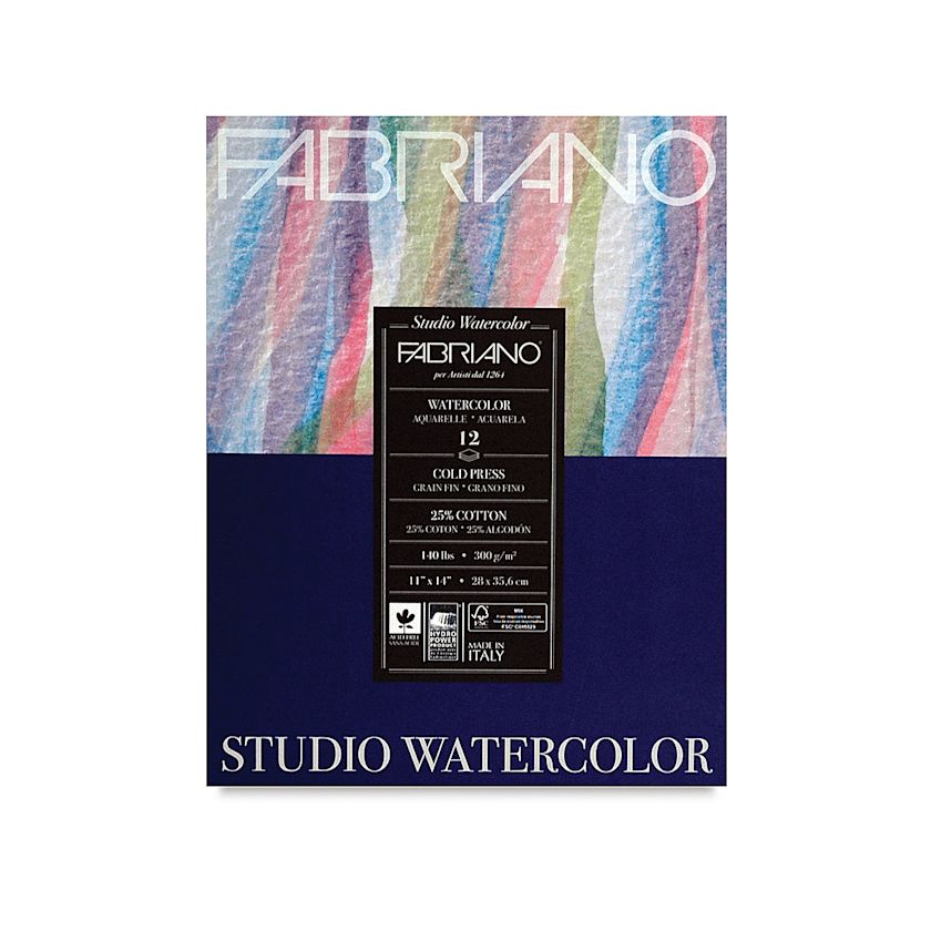 Fabriano Studio Watercolor Pad - 11" x 14", 300 gsm, Cold Press, 12 ...