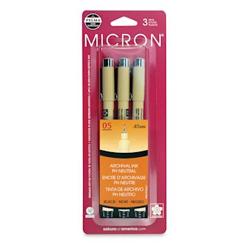 Sakura Pigma Micron Pens - Set of 3, Black, 01 | BLICK Art Materials
