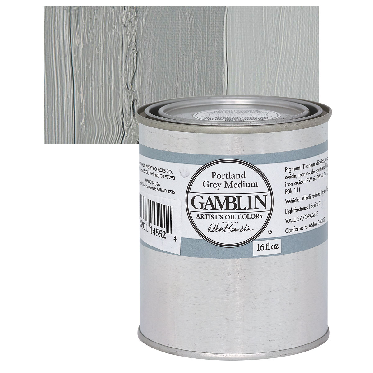 Gamblin Artist's Oil Color - Portland Gray Medium, 16 oz Can | BLICK ...