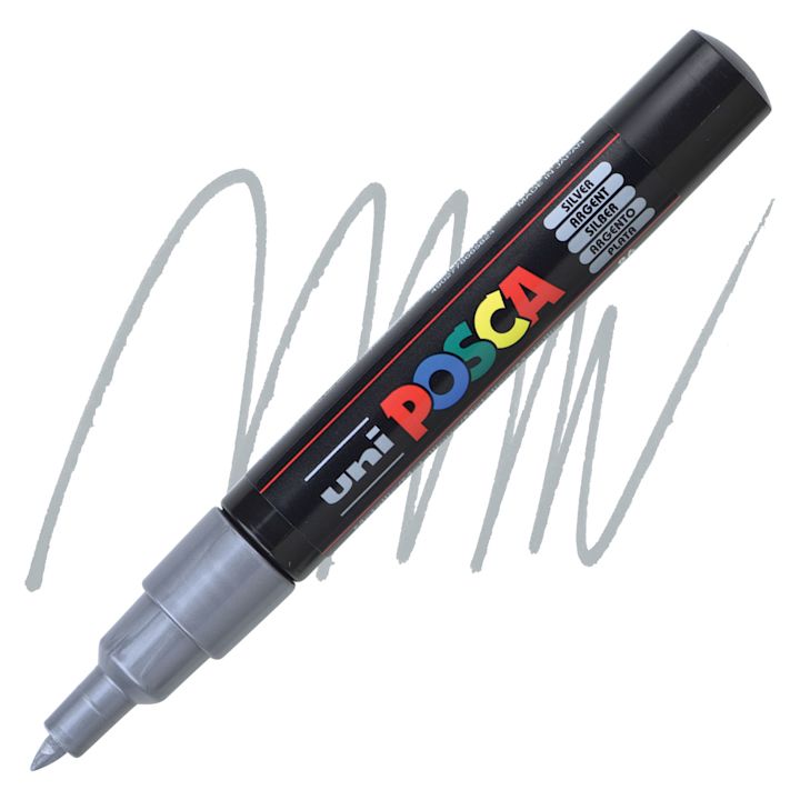 Uni Posca Paint Marker - Silver, X-Fine, Bullet Tip, 0.7 mm | BLICK Art ...