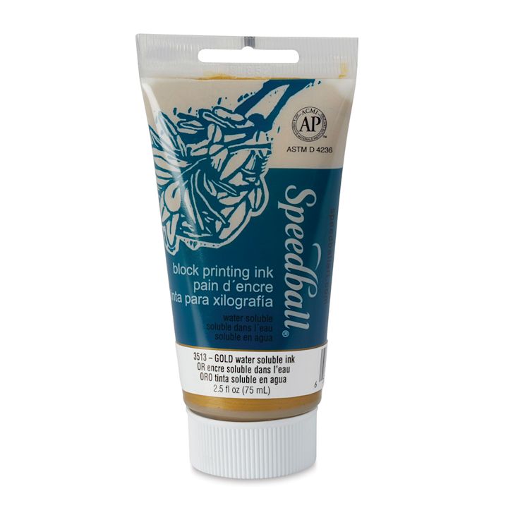 Speedball Water-Soluble Block Printing Ink - Gold (Metallic), 2.5 oz ...