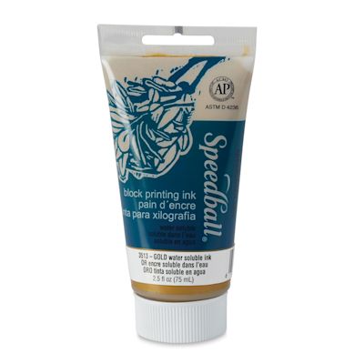 Speedball Water-Soluble Block Printing Ink - Gold (Metallic), 2.5 oz ...