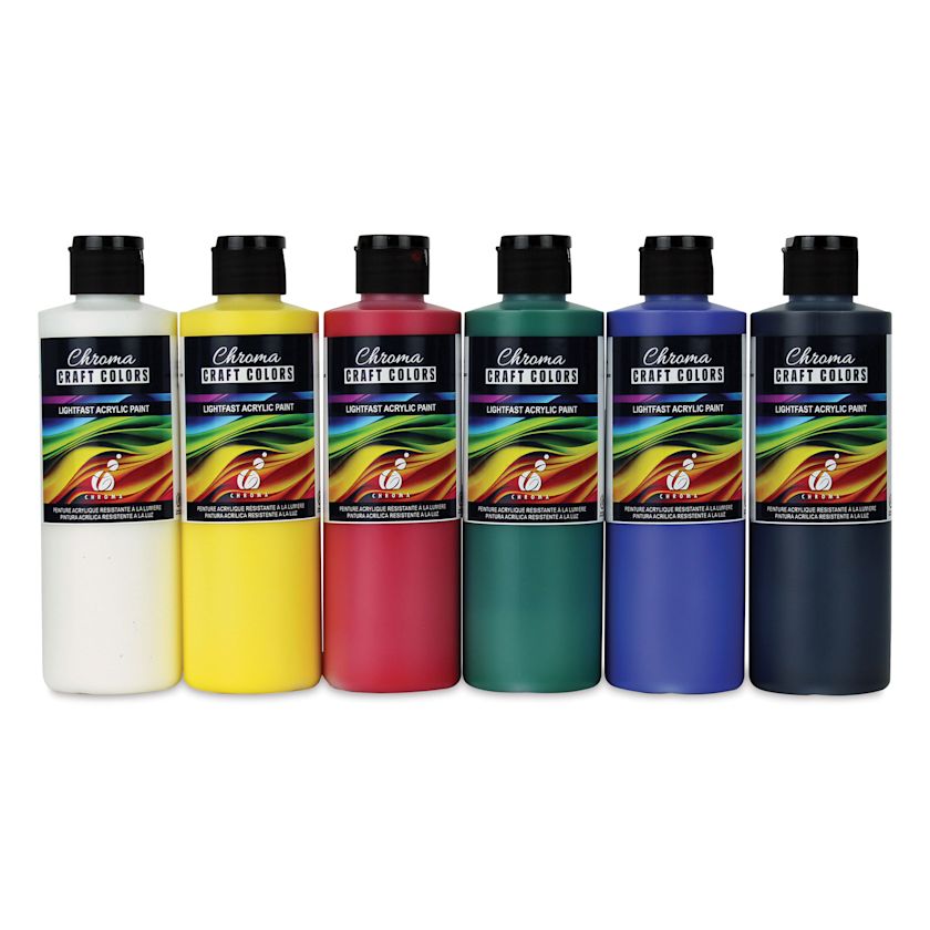 Chroma Craft Colors Acrylic Paints - Basic Colors, Set of 6, 8 oz ...
